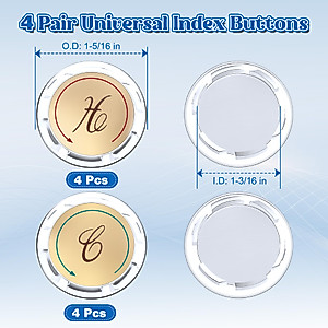 Dreyoo 8 Pcs Universal Index Buttons, Hot and Cold Faucet Index Buttons, Bathroom Faucet Knobs Replacement, Compatible with Delta/LDR/Delex/Peerless Two Clear Handles, 1-5/16 In. Diameter