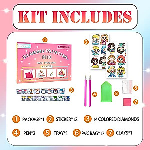 5D Diamond Painting Kits for Kids- Gem Paint by Numbers Diamonds Arts and Crafts for Boys and Girls Ages 6 7 8 Birthday Gifts for Girl 6-8 8-12 Year Old Art Craft Kits Stickers Dots Gift（princess）