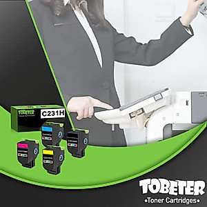 ToBeter Remanufactured C231H Toner Replacement for Lexmark C231HK0 C231HC0 C231HM0 C231HY0 Toner Cartridge for C2325 C2325dw C2425 C2535 C2640 MC2325adw C2425dw C2535dw Printers (BK/C/M/Y, 4 Pack)