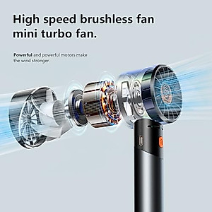 Guirble Handheld Fan,Portable Turbo Fan,Powerful Personal Fan(7000rpm High-Speed Motor,Battery Work 3-16 H),USB Rechargeable Mini Handheld Fan for Travel/Outdoor/Gift/Makeup (Black)