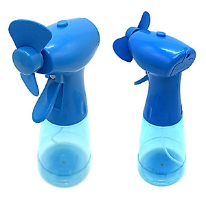 ATBOTP Water Misting Fan Handheld Outdoor Portable Spray Fans Battery Operated - Set of 3 (Blue/Green/Red)