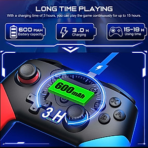 NinjaPlusOX Switch Controller, Wireless Switch Pro Controller for Nintendo Switch Controller/Lite/OLED, Back Buttons for Extra Switch Remote with Programmable,Wakeup, Turbo, Vibration