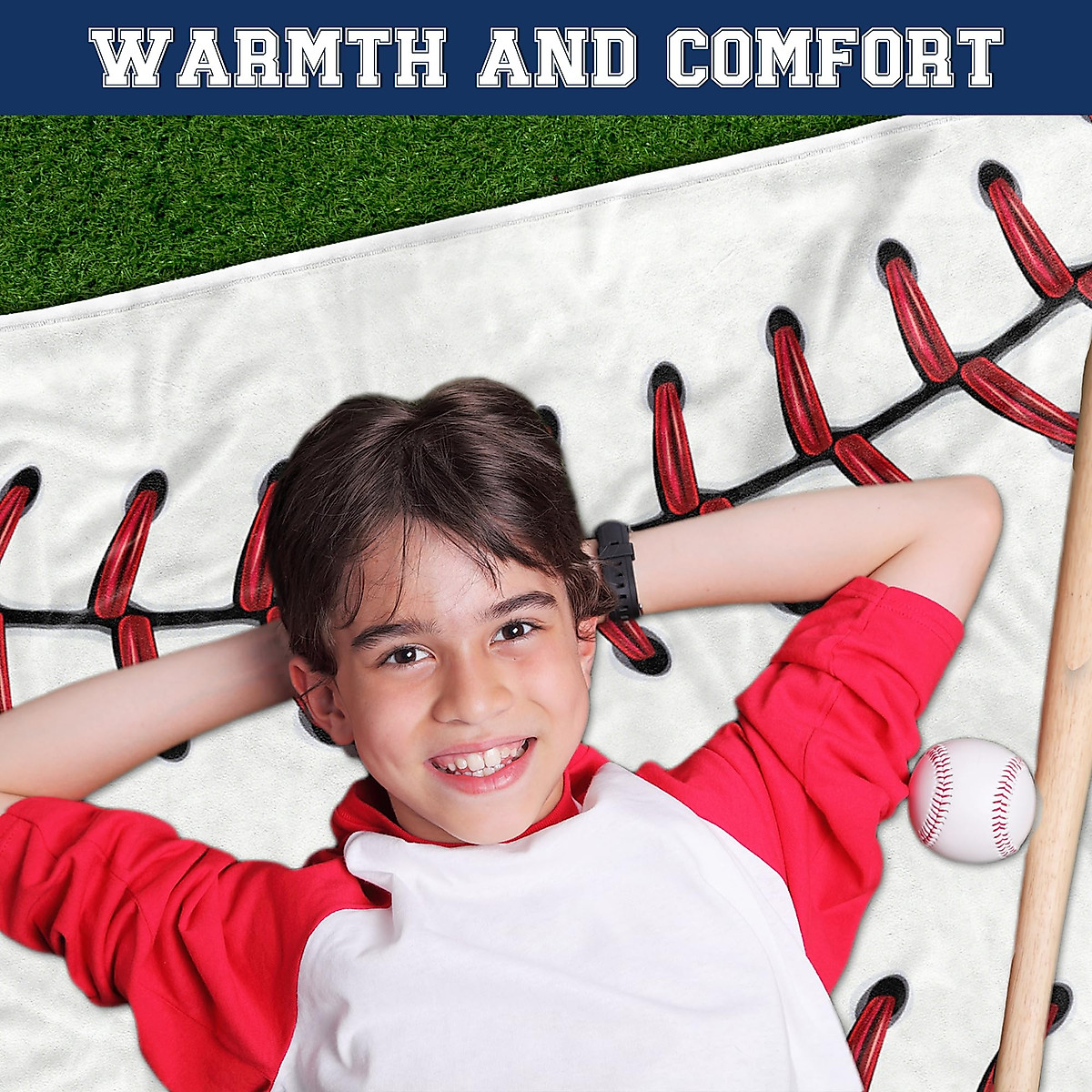 RICKYOUNG Baseball Blanket, Baseball Gifts for Boys Girls, Baseball Stuff Gifts for Baseball Lover, Baseball Accessories for Teen Adult, Baseball Throw Blankets for Couch Bedroom 50"x40" for Kids