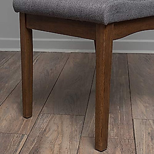 Christopher Knight Home Dimitri Fabric with Walnut Finish Dining Chairs, 2-Pcs Set, Dark Grey