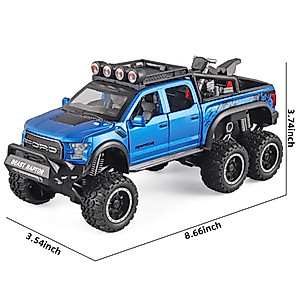 OANMYJJO Toy Pickup Trucks Metal Diecast Automobile Model，with Sound and Light、Pull Back for Kids Age 3 Year and up（Blue）