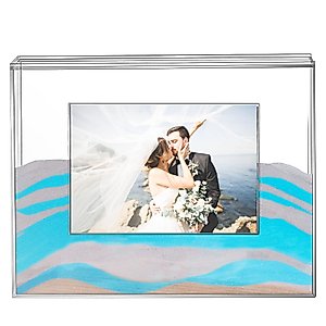 Queekay Wedding Unity Sand Ceremony Photo Frame Clear Acrylic Sand Ceremony Shadow Box with Picture Frame for Wedding Decorations Home Decor Keepsake (Classic Style)