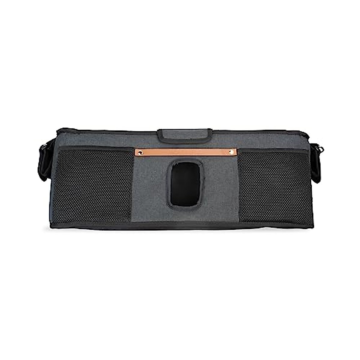 WONDERFOLD Parent Console Stroller Organizer with 4 Insulated Cup Holders,Velcro Handle Attachment, 2 Storage Pockets, and Removable Shoulder Strap for Easy Transportation, Volcanic Black