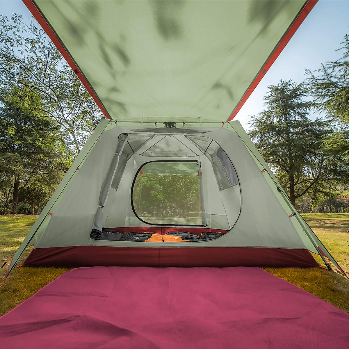 KAZOO Camping Tents 4 Person Waterproof Instant Tents 4 People Cabin Tent Easy Setup with Sun Shade Automatic Aluminum Pole