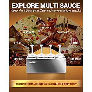 WantJoin Sauce Dispenser with 4 of 2.75 Quart/2.6 L Jars Stainless Steel Condiment Pump Station Commercial Ketchup Dispenser Pump Sauce Containers for Restaurant Salad Dressing Syrup Jam Salsa Sauce