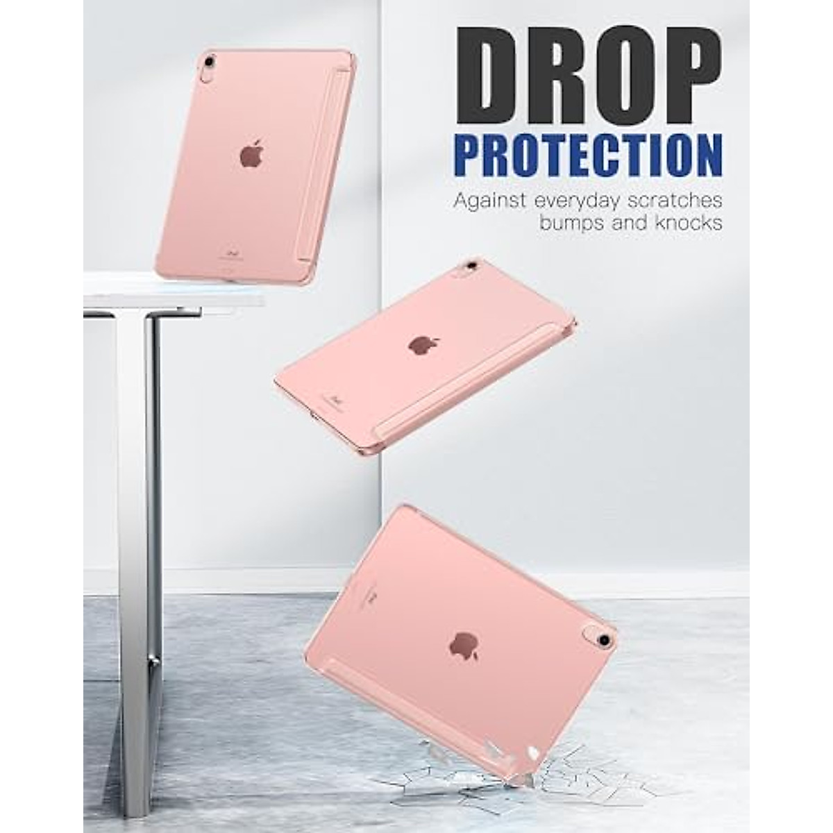 MoKo for iPad Air 6th Generation 11 Inch Case M2 2024/ iPad Air 5th Gen Case 2022/iPad Air 4th Gen Case 2020,iPad Air 11" Case with Translucent Hard Back Cover,iPad Air 6/5/4 Case, Rose Pink