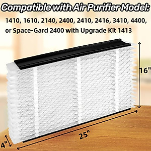 2 PACK 413 Replacement Filter Compatible with AprilAire Air Purifier 1410, 1610, 2140, 2400, 2410, 2416, 3410, 4400, or Space-Gard 2400 with Upgrade Kit 1413, 16x25x4in Collapsible Air Filter