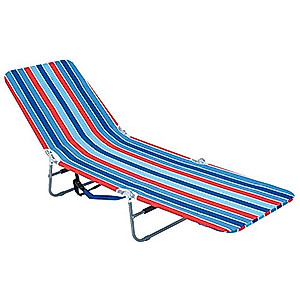 Rio Beach Portable Folding Backpack Beach Lounge Chair with Backpack Straps and Storage Pouch , Blue and Red, 8.5 lbs