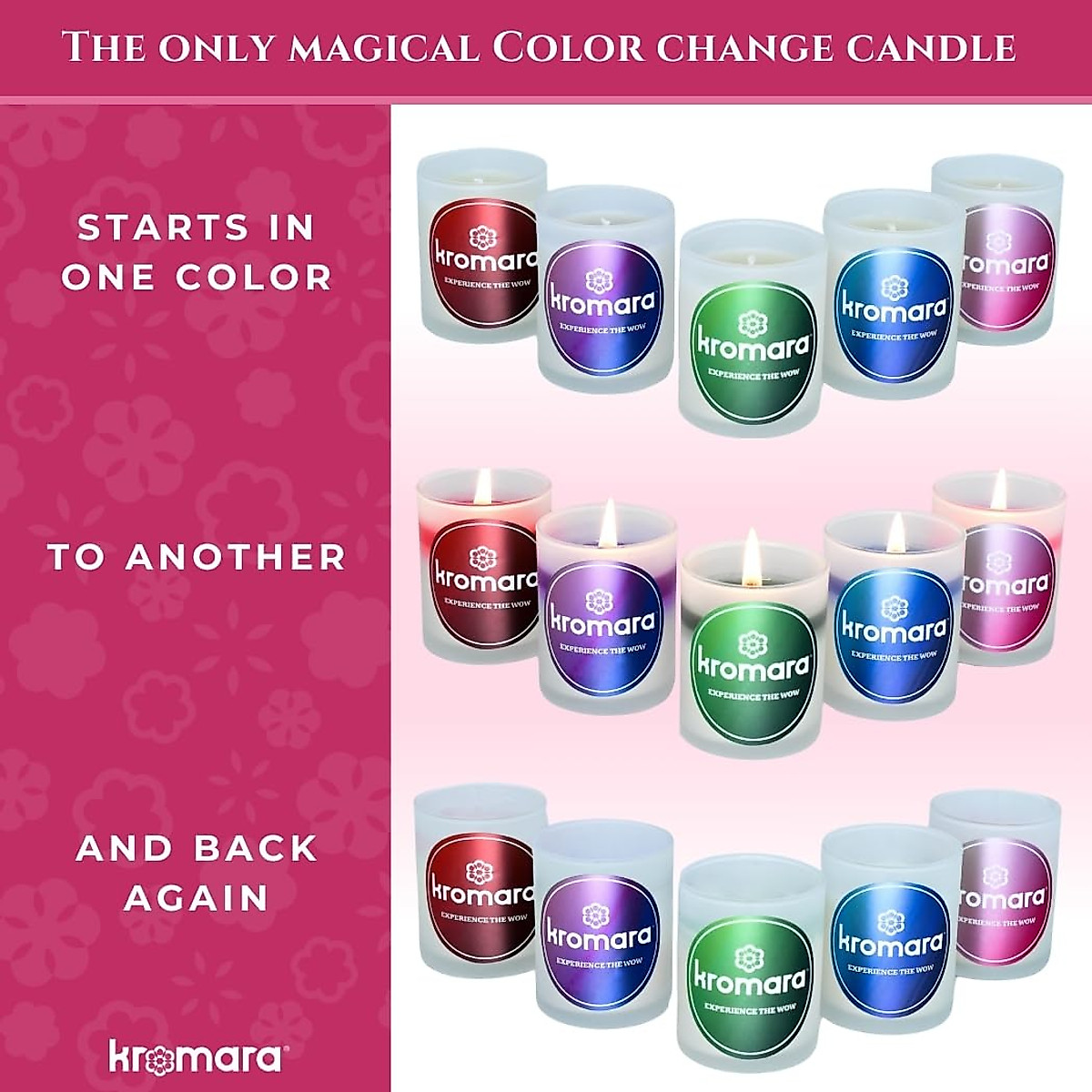 Kromara Color Changing Candles - Votive Candles Scented - Aromatherapy Candle Gift Set - Luxury Candles 5pk