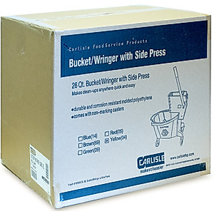 Carlisle FoodService Products Mop Bucket with Side-Press Wringer for Floor Cleaning, Restaurants, Offices, And Janitorial Use, Polyproylene, 26 Quarts, Yellow