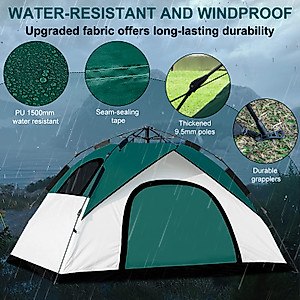 anngrowy Camping Tent 2 Person Instant Family Tent Pop Up Tents for Camping Waterproof Portable Hiking Camp Tent Lightweight Tent for Backpacking Small Tent 4 Season Windproof Quick Compact Dome Tent