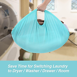 27" Pop Up Laundry Hamper, HEON Collapsible Laundry Basket for Dirty Clothes Dryer & Washer Removal, Foldable Laundry Basket Portable Clothing Hamper Carrier for Mom Dad Wife Husband Friends(Cyan)