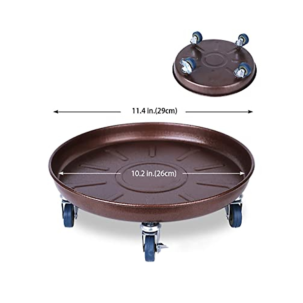 MYBAQ,Plant Tray with Wheels,Plant Caddy with Wheels Heavy Duty,Plant Rollers for Outdoor Plants,Plant Caddy,Plant Roller Base,Brown,Suitable for Homes, Gardens and Public Spaces