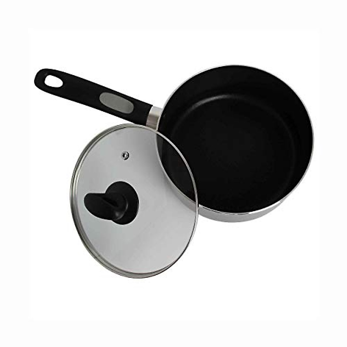 Mirro A79723 Get A Grip Aluminum Nonstick Sauce Pan with Glass Lid Cover Cookware, 2-Quart, Black
