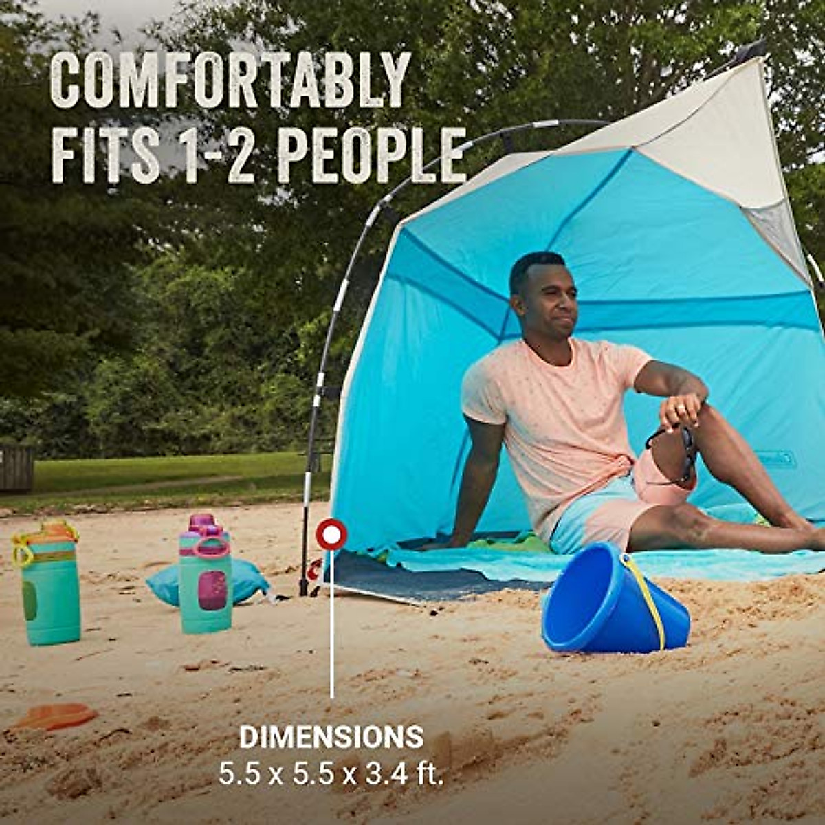Coleman Skyshade Compact Beach Shade, Pop Up Beach Tent, Portable Shade Tent, Small