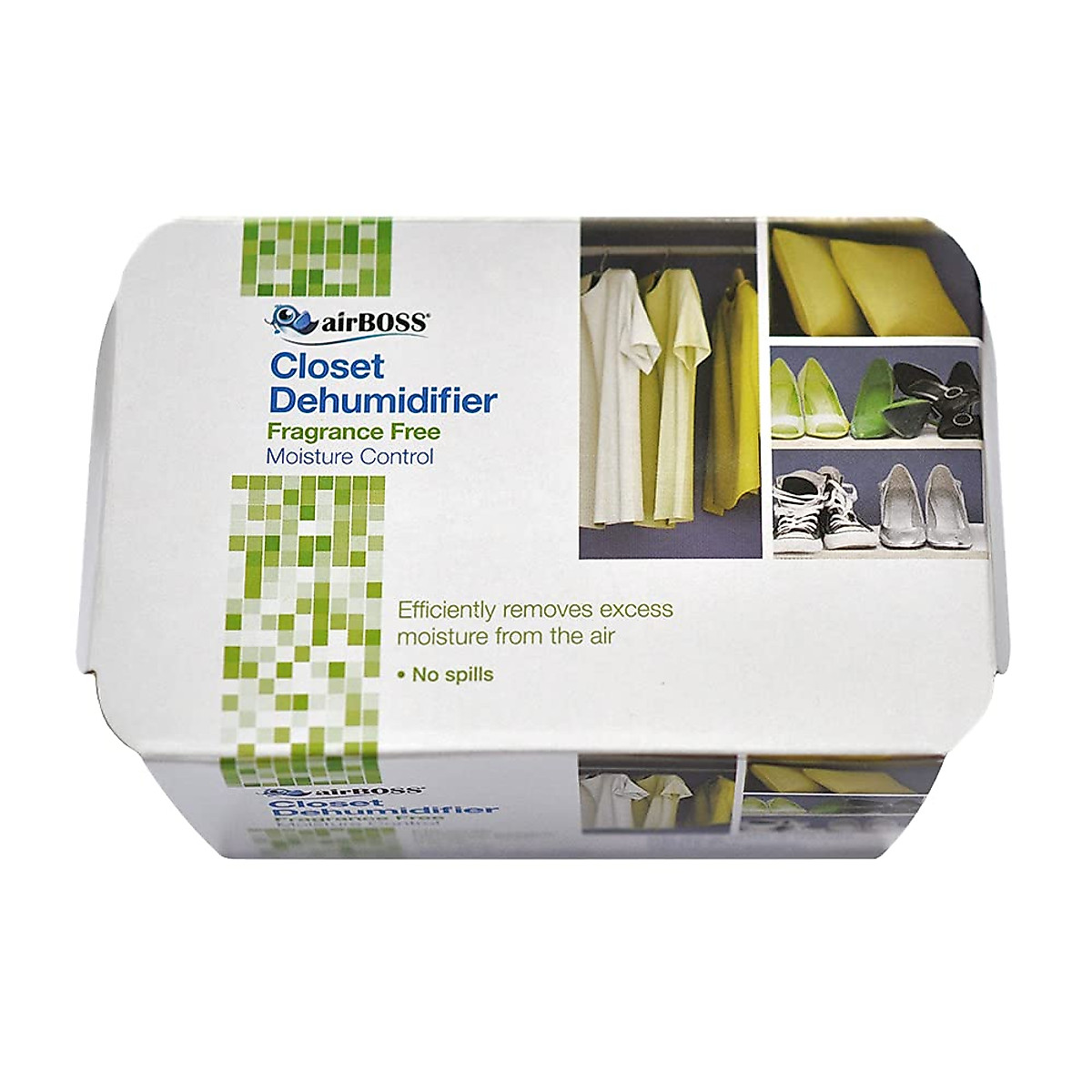 airBOSS Closet Dehumidifier, Fights Mildew and Odors in Small Spaces, Fragrance Free, No Spills, 6.7 oz, Pack of 6