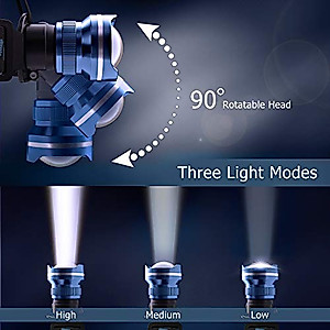 Outdoor Pro Gear LED Headlamp Flashlight [3-AA Batteries Included] Magnifying Lens, Head Lamp for Camping, Caving, Search & Rescue, Super Bright Spotlight Headlight, Emergency Supplies (Blue)