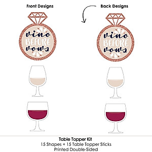 Big Dot of Happiness Vino Before Vows - Winery Bridal Shower or Bachelorette Party Centerpiece Sticks - Table Toppers - Set of 15
