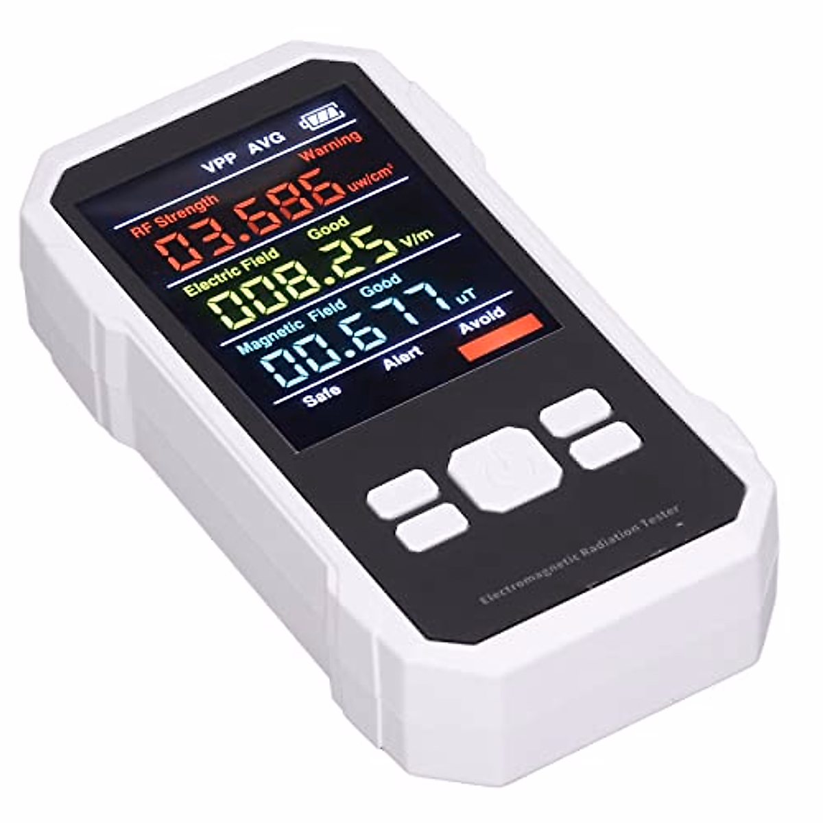 Handheld Radiation Detector, Digital Geiger Counter Dosimeter RF Radiation Monitor Electromagnetic Radiation Tester with Battery Handheld Radiation Meter for Home, Office, Factory (White)