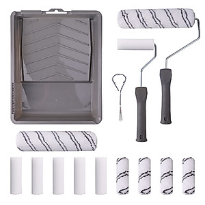 Amazon Basics Paint Roller Kit - Includes Paint Roller Covers and Paint Cage Frame With Paint Tray, 16 Piece