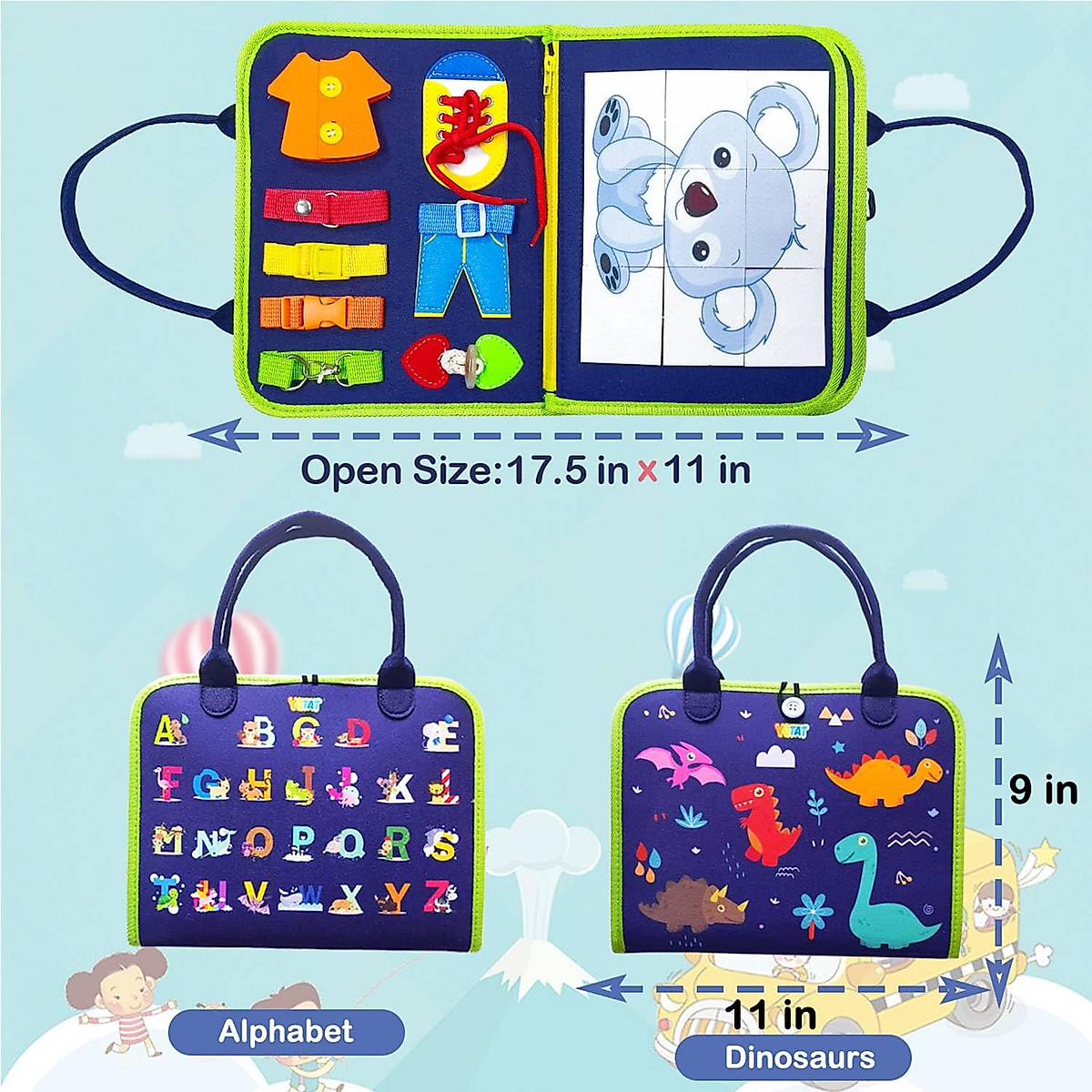 YQTAT Busy Board Montessori Toys for 1 2 3 4 Year Old Boys Girls, Sensory Toys for Toddler 1-3, Toddler Travel Toys Educational Activity Learning Toys, Birthday Gift for Boys Girls