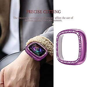 Bling Cases Compatible with Fitbit Versa 4/Sense 2 Screen Protector Case, Bling Diamonds + Soft TPU Watch Cover Built-in HD Screen Film Protective Bumper Case for Versa4 Sense2 Accessories (7 Colors)