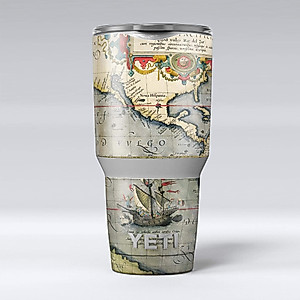 Design Skinz The Vintage Coast Map - Skin Decal Vinyl Wrap Kit Compatible with The Yeti Rambler Cooler Tumbler Cups
