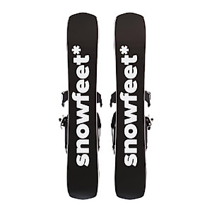 Short Mini Skis for Snow | Snowblades Skiboards Skiblades Little Short Skis | Snowfeet* (Black | for Snowboard Boots)