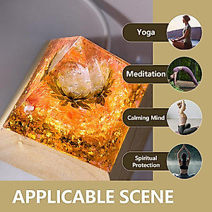 VIDUFO Orgone Pyramid | Powerful Healing Crystal for Stress Reduction, Chakra Balancing, Reiki Healing, and Meditation | Attracts Luck, Success | Tri-Color Luminous Base | Restoration Gift