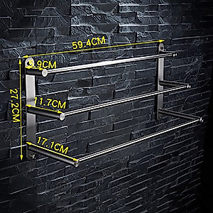 OMOONS Three Poles Towel Rack Stainless Steel,Wall-Mounted Towel Bar for Bathroom Kitchen,Brushed Finish/100Cm