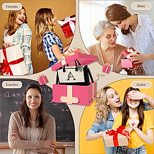 QLOVEA Tote Bag for Women, Initial Beach Bag w Shoulder Strap, 2 Side Pocket and Inner Pocket, Unique Present Bag, Birthday Gift for Mom, Grandma, Aunt, Wife, Coworker, Sister-in-Law Letter J