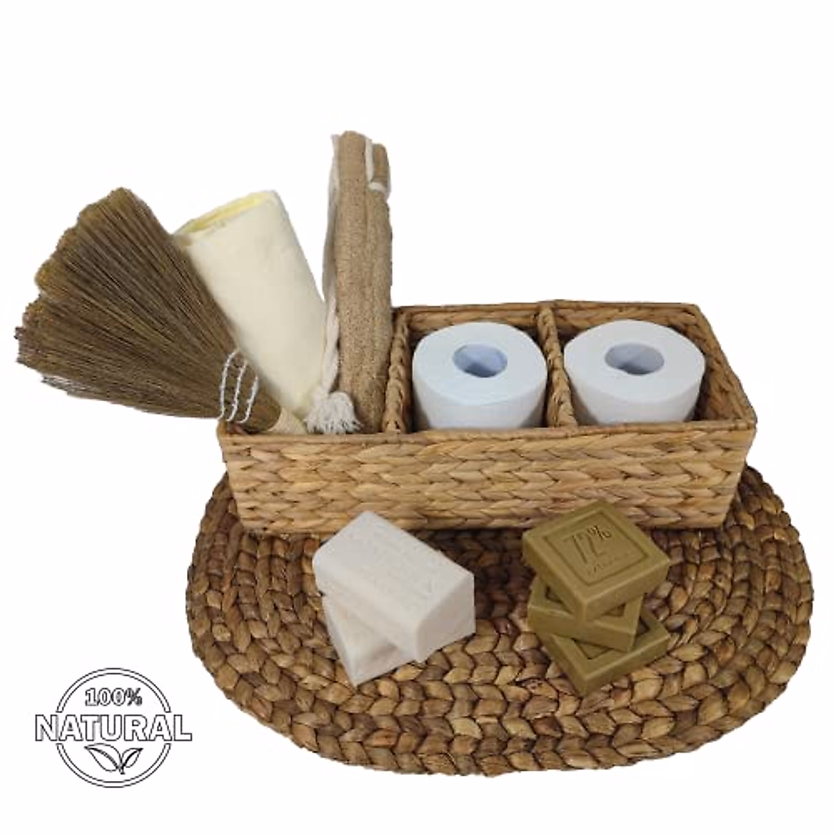 Three Compartment Basket made from Water Hyacinth - Made in Vietnam