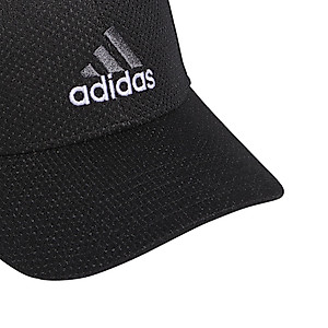 adidas Men's Zags 2.0 Structured Mid Crown A-Flex Stretch Fit Hat, Black/White, Small-Medium