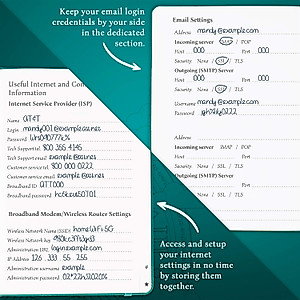 Legend Planner Password Book with Alphabetical tabs. Internet Address Keeper Logbook. Journal for Website Logins, Medium 5.3x7.7" (Turquoise)