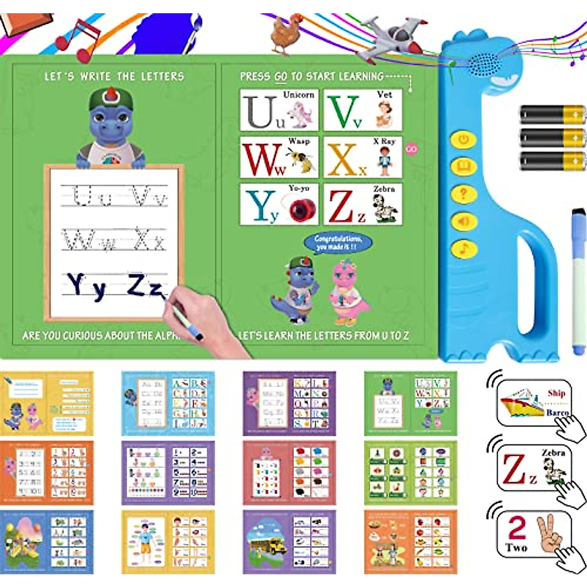 Curious 2 Learn ABC Learning for Toddlers | Learning Resources | English & Spanish Sound Book | Preschool Learning Activities | Educational Learning Toys | 4 Year Old Boy Birthday Gift