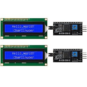 Frienda 4 Pieces IIC/ I2C/ TWI LCD 1602 16x2 Serial Interface Adapter and 16x2 1602 LCD Module Display Blue Backlight Compatible with Arduino R3 MEGA2560 (Blue)
