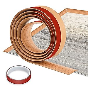 6.56 FT Carpet & Floor Transition Strip, PVC Self Adhesive Edging Trim Strip, Carpet Trim, for Edging Floors and Carpets with Height Less Than 0.2in/5mm （Brown Wood Grain）