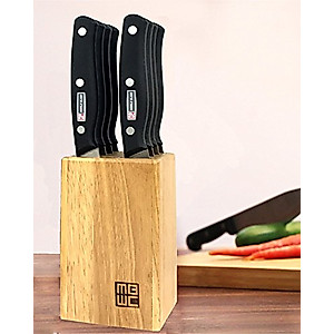 Miracle Blade 8-Piece Steak Knife Block for 4" Steak Knives, Wood Natural Finish