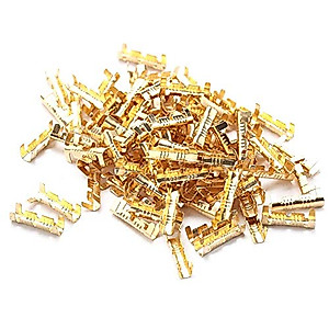 100 pcs Brass Connectors Kit, Male and Female Spade Quick Splice Quick Electric Wiring Butt Connector for for Car Audio Speaker AWG 22-14 Gauge
