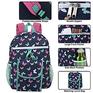 Backpack with Lunch Bag for Girls Elementary School, Middle School Backpack Set for Kids