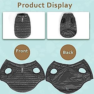 HDKUW Dog Winter Coat with D Ring, Super Light Dogs Warm Coat, Waterproof Jacket Vest Apparel for Small Medium Dogs Black M