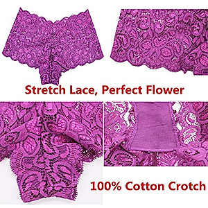 Delcroix 7 Pack Lace Boyshort Panties for Women Breathable Soft Lacy Underwear Stretch Panty Size M Medium, Assorted Different Lace Pattern