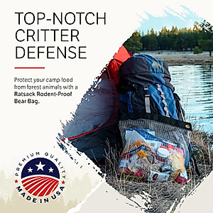 RATSACK Camping Bag Bundle - Ultralight Rodent Proof Dry Bag for Backpacking - Bear Bag Food Storage for Camping with Coghlans Odor Proof & Waterproof Bag, Survival Utility Rope and Carabiner (Medium)