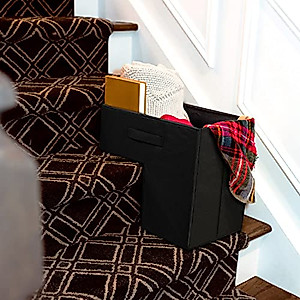 LoftCulture L-Shape Stair Organizer (Black) - Foldable, Water-Resistant, Staircase Basket with Handles, Stair Basket for Carpeted and Wooden Stairs