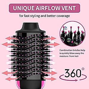 Hair Dryer Brush Blow Dryer Brush in One Upgraded 4 in 1 Hair Dryer and Styler Volumizer with Negative Ion Anti-frizz Ceramic Titanium Barrel Hot Air Brush Hair Straightener Brush 75MM Oval Shape