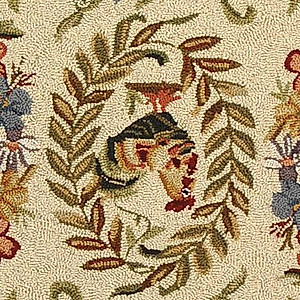 SAFAVIEH Chelsea Collection 2'6" x 10' Cream / Black HK92A Hand-Hooked French Country Wool Runner Rug